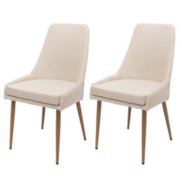 2er-Set Esszimmerstuhl MCW-O27, K&uuml;chenstuhl Polsterstuhl Stuhl, Stoff/Textil (280g/m&sup2;) Metall ~ beige