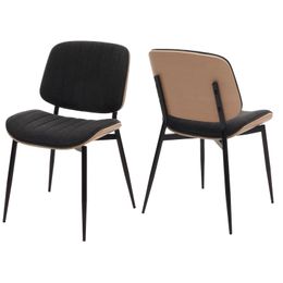 2er-Set Esszimmerstuhl MCW-O44, K&uuml;chenstuhl Stuhl, Bugholz Stoff (370g/m&sup2;) &Ouml;ko-Tex MVG ~ natur, dunkelgrau