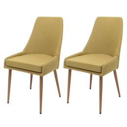 2er-Set Esszimmerstuhl MCW-O27, K&uuml;chenstuhl Polsterstuhl Stuhl, Stoff/Textil (280g/m&sup2;) Metall ~ gr&uuml;n