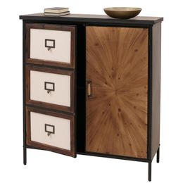 Apothekerkommode MCW-O79, Schrank Highboard Stauf&auml;cher, Vintage Shabby-Look 94x80x35cm, natur hell