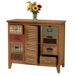 Apothekerkommode MCW-O63, Schrank Schubladen Etikettenhalter Vintage Shabby Fensterladen 80x91x40cm ~ Korpus natur
