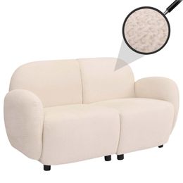 2er-Sofa MCW-P33, 2-Sitzer Couch Loungesofa, Stoff/Textil Chenille (330 g/m²) Öko-Tex ~ creme