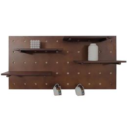 Wandpaneel MCW-P24, Wanddekoration Wandregal Steckboard Lochplatte, 4 Ebenen Aufh&auml;ngung 100x50cm MVG ~ braun