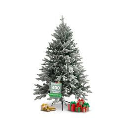 holz4home® Künstlicher Weihnachtsbaum 160 cm mit Schnee inkl. Lichterkette 160 cm mit Schnee