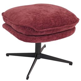 Hocker mit Polster MCWP32, Sitz-/Fu&szlig;hocker Fu&szlig;ablage Ottomane Stoff/Textil Chenille (370 g/m&sup2;) ~ beere