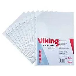 Viking Premium Prospekth&uuml;llen DIN A4 Glasklar Transparent 110 Mikron PP (Polypropylen) &Ouml;ffnung oben 11 L&ouml;cher 25 St&uuml;ck