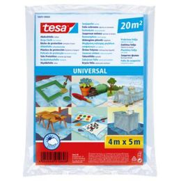 Tesa Abdeckfolie Universal, 20 m&sup2; (4&times;5 m) &ndash; rei&szlig;feste Schutzfolie f&uuml;r Innen & Au&szlig;en, zuschneidbar