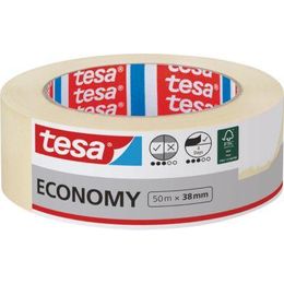 Tesa Malerband Economy, 50 m &times; 38 mm, chamois &ndash; glatte Fl&auml;chen, leicht abl&ouml;sbar, r&uuml;ckstandsfrei