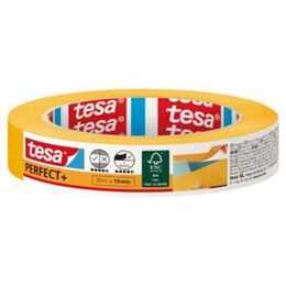 Tesa Perfect+ Malerband, 50 m &times; 19 mm &ndash; saubere Farbkanten, rei&szlig;fest, r&uuml;ckstandsfrei, f&uuml;r Innen