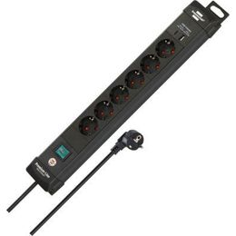 Fa.Brennenstuhl Brennenstuhl Premium-Line Steckdosenleiste, 6-fach, USB-C 30W, USB-A 18W, hochbruchfester Kunststoff, Wandmontage, schwarz
