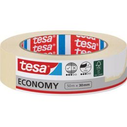 Tesa Malerband Economy, 50 m &times; 30 mm, chamois &ndash; glatte Fl&auml;chen, leicht abl&ouml;sbar, r&uuml;ckstandsfrei
