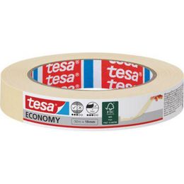 Tesa Malerband Economy, 50 m &times; 19 mm, chamois &ndash; glatte Fl&auml;chen, leicht abl&ouml;sbar, r&uuml;ckstandsfrei