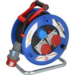 Fa.Brennenstuhl Brennenstuhl Garant CEE IP44 Kabeltrommel, 30m RN-Kabel, Industrie/Baustelle, 400V, Sicherheitsabschaltung, Blau/Rot