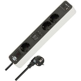 Fa.Brennenstuhl Brennenstuhl Ecolor Steckdosenleiste, 3-fach, USB A/C, Countdown Timer, 1,5m Kabel, 45&deg; Anordnung, schwarz/wei&szlig;