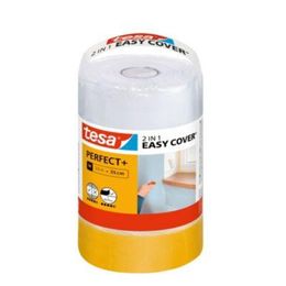 Tesa Easy Cover Perfect+ Refill, Abdeckfolie mit Kreppband, M 33 m &times; 55 cm &ndash; pr&auml;zises Abdecken