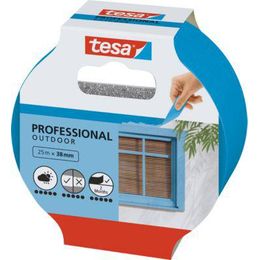 Tesa Profi Outdoor Malerband, 25 m &times; 38 mm, blau, UV- & witterungsbest&auml;ndig, r&uuml;ckstandsfrei entfernen