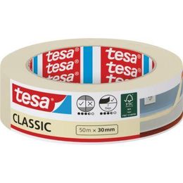 Tesa Malerband CLASSIC, 50 m &times; 30 mm, innen, saubere Kanten, l&ouml;sungsmittelfrei, r&uuml;ckstandsfrei 10 Tage