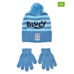Bluey 2tlg. Set: Mütze & Handschuhe "Bluey" in Blau - 50% | Größe 52 cm | Kindermuetzen