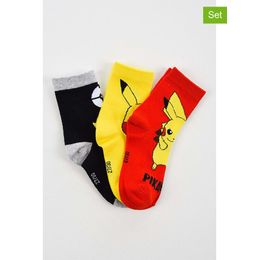 Pokémon Pokémon 3er-Set: Socken "Pokémon" in Schwarz/ Gelb/ Rot - 57% | Größe 27-30 | Kinder-socken-strumpfhosen