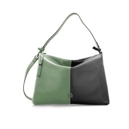 Picard Leder-Schultertasche "Match" in Gr&uuml;n/ Schwarz - (B)38 x (H)25 x (T)5 cm - 55% | Damen-taschen