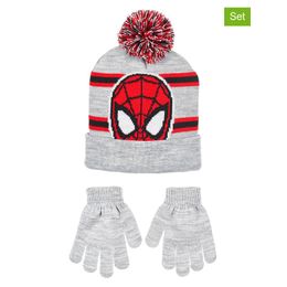 Spiderman 2tlg. Set: Mütze & Handschuhe "Spiderman" in Grau/ Rot - 50% | Größe 52 cm | Kindermuetzen