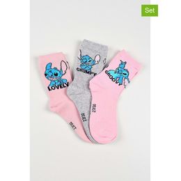Lilo and Stitch Lilo & Stitch 3er-Set: Socken "Lilo & Stitch" in Rosa/ Grau - 28% | Gr&ouml;&szlig;e 27-30 | Kinder-socken-strumpfhosen