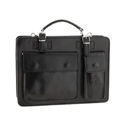 ORE10 Leder-Businesstasche "Bologna" in Schwarz - (B)38 x (H)29 x (T)11 cm - 79% | Herrentaschen
