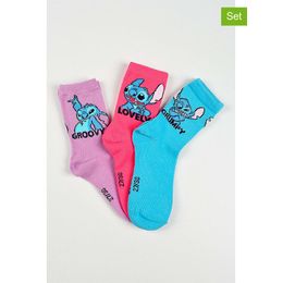 Lilo and Stitch Lilo & Stitch 3er-Set: Socken "Lilo & Stitch" in Lila/ Pink/ Hellblau - 35% | Gr&ouml;&szlig;e 23-26 | Kinder-socken-strumpfhosen