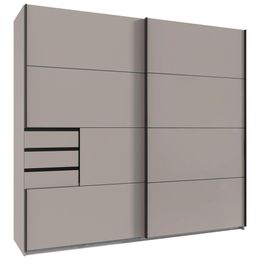 Mid.you Schwebet&uuml;renschrank, Beige, Greige, Holzwerkstoff, 4 F&auml;cher, 3 Schublade(n) Schubladen, 225x210x64 cm, BQ - B&uuml;ndnis f&uuml;r Qualit&auml;t, Made in Germany, DIN EN ISO 9001, umfangreiches Zubeh&ouml;r erh&auml;ltlich, in verschiedenen Gr&ouml;&szlig;en und Holzdekoren erh&auml;ltlich, Schlafzimmer, Kleiderschr&auml;nke, Schwebet&uuml;renschr&auml;nke