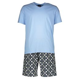 Hanro Pyjama in Hellblau/ Dunkelblau - 65% | Gr&ouml;&szlig;e M | Damen-loungewear