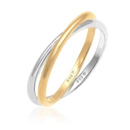 Elli Ringe - Ring Wickelring Bi-Color Zeitlos 585 Gelbgold Wei&szlig; - Gr. 58 MM - in Gold - f&uuml;r Damen