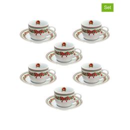 Tognana 6er-Set: Kaffeetassen ''Madison'' in Wei&szlig;/ Gr&uuml;n/ Rot - 80 ml - 15% | Gedeckter-tisch