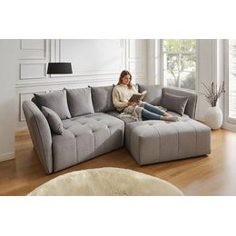 Riess Ambiente Modernes Big Sofa ROYAL 295cm grau Velours-Strickstoff Federkern XXL-Couch Riess-Ambiente Wohnzimmer