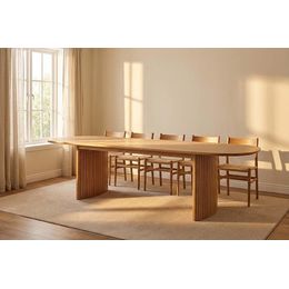 Riess Ambiente Ausziehbarer Esstisch VALHALLA WOOD 220-280cm natur Eichenholz Riess-Ambiente Esszimmertisch S&auml;ulentisch 8+ Personen