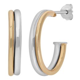 Firetti Paar Creolen »Schmuck Geschenk Silber 925 Ohrschmuck Ohrringe bicolor« silberfarben-gelbgoldfarben 20 mm Elegante Ohrstecker mit Bicolor Optik