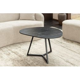 Riess Ambiente Design Couchtisch MARVELOUS 70cm grau Marmor Keramik schwarzes Metall Riess-Ambiente Sofatisch Wohnzimmertisch organisch Modern Retro