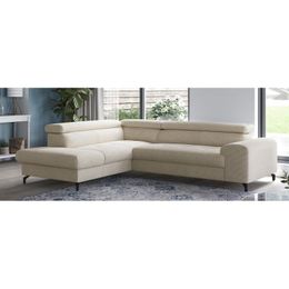 COTTA Ecksofa &raquo;Aura L-Form, B: 260 cm&laquo; mit Bettfunktion, Bettkasten & Kopfteilverstellung wei&szlig;