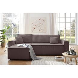 OTTO HOME Ecksofa &raquo;CASSI L-Form, 241cm - OTTO. Verl&auml;ssliche Qualit&auml;t.&laquo; Schlaffunktion (133/200), Bettkasten, Recamiere links/rechts, Cord taupe