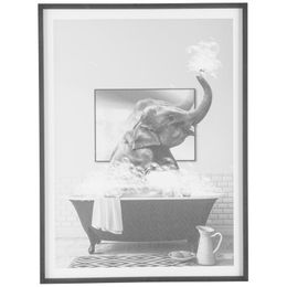 Creativ home Bild mit Rahmen &raquo;Leinwandbild Elefant in Badewanne&laquo; 1 Stk. tlg. mit Rahmen bunt Canvas, Kunststoff