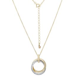 Firetti Kette mit Anhänger »Schmuck Geschenk Silber 925 Halskette Ankerkette Ringe bicolor« gelbgoldfarben-silberfarben-kristallweiß Hübscher...