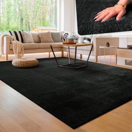 Paco Home Teppich &raquo;Cadiz 630&laquo; rechteckig 14 mm H&ouml;he Uni-Farben, besonders weich, waschbar, auch als L&auml;ufer erh&auml;ltlich schwarz Obermaterial: 100%...