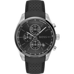 BOSS Chronograph &raquo;GRAND PRIX 44&laquo; Quarzuhr, Armbanduhr, Herrenuhr, Lederarmband, analog, Tag schwarz Exquisiter Herrenchronograph