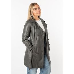 Mauritius Ledermantel »GWTaresa« mit Bindegürtel, 2 Stk. Leder-Trenchcoat mit Bindegürtel grey 36 (S)