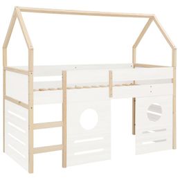 OTTO HOME Hochbett &raquo;Janne&laquo; Kiefernholz, Einzelbett, inklusive Holzleiter, Liegefl&auml;che 90x200 cm wei&szlig;/natur