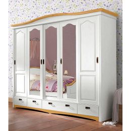 OTTO HOME Schiebetürenschrank »Konrad, Landhausstil, rustikal, mit Schubladen + Spiegel, Kassetten« 3 Breiten: 153/202/249 cm H/T ca.207/64 cm,...
