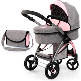 BAYER Kombi-Puppenwagen »City Max grau/rosa« mit Wickeltasche grau/rosa Schmetterling