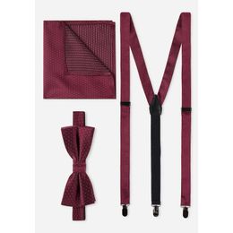 MONTI Hosenträger »SILVIO« Set, 3 Stk. veredelt mit Kunstlederapplikation am Rücken, Tupfen-Muster bordeaux