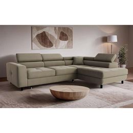 OTTO HOME Ecksofa »AADEN Schlafsofa 254 cm - OTTO. Verlässliche Qualität.« mit Bettfunktion und Bettkasten, Ottomane rechts/links bestellbar braun