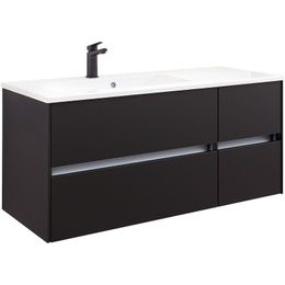 Waschtisch &raquo;Solid-Surface-Waschtisch mit Unterschrank Serie 6010,vormontiert,113cm&laquo; 2 Stk. tlg. Waschplatz, 4 Schubladen, LED-Beleuchtung, Badm&ouml;bel 