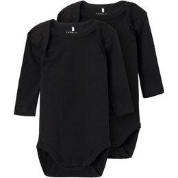 name it Langarmbody »NBNBODY 2P LS SOLID BLACK NOOS« Set, 2 Stk. black 86 - N-Gr N-Gr 86 2er-Pack Langarmbodys von name it für Babys